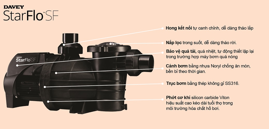 Máy bơm hồ bơi, bơm lọc nước Davey StarFlo DSF1350 1000W 220V | Thuận Hiệp Thành